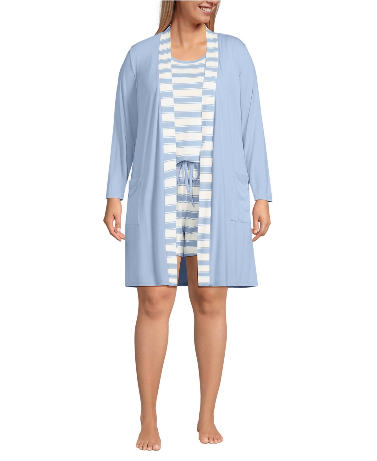 Click here for Lands End Plus Size Cooling 3 Piece Pajama Set - R... prices