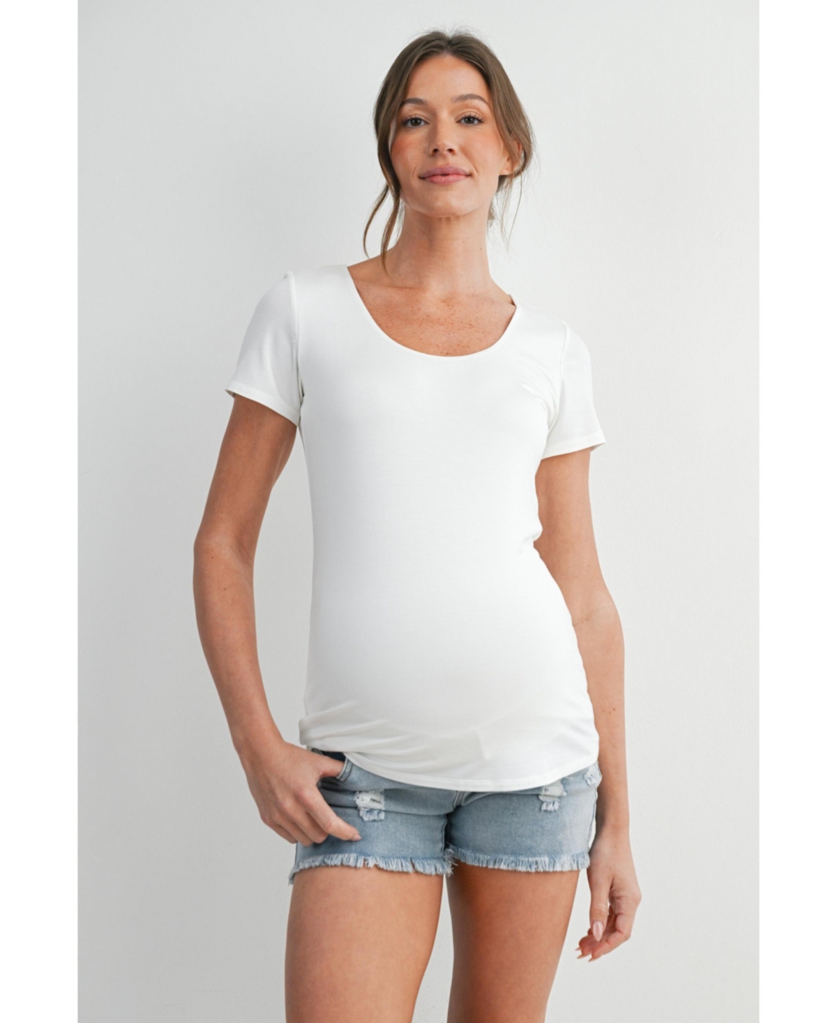 Click here for Hello Miz Maternity Scoop Neck Short-Sleeve Fitted... prices