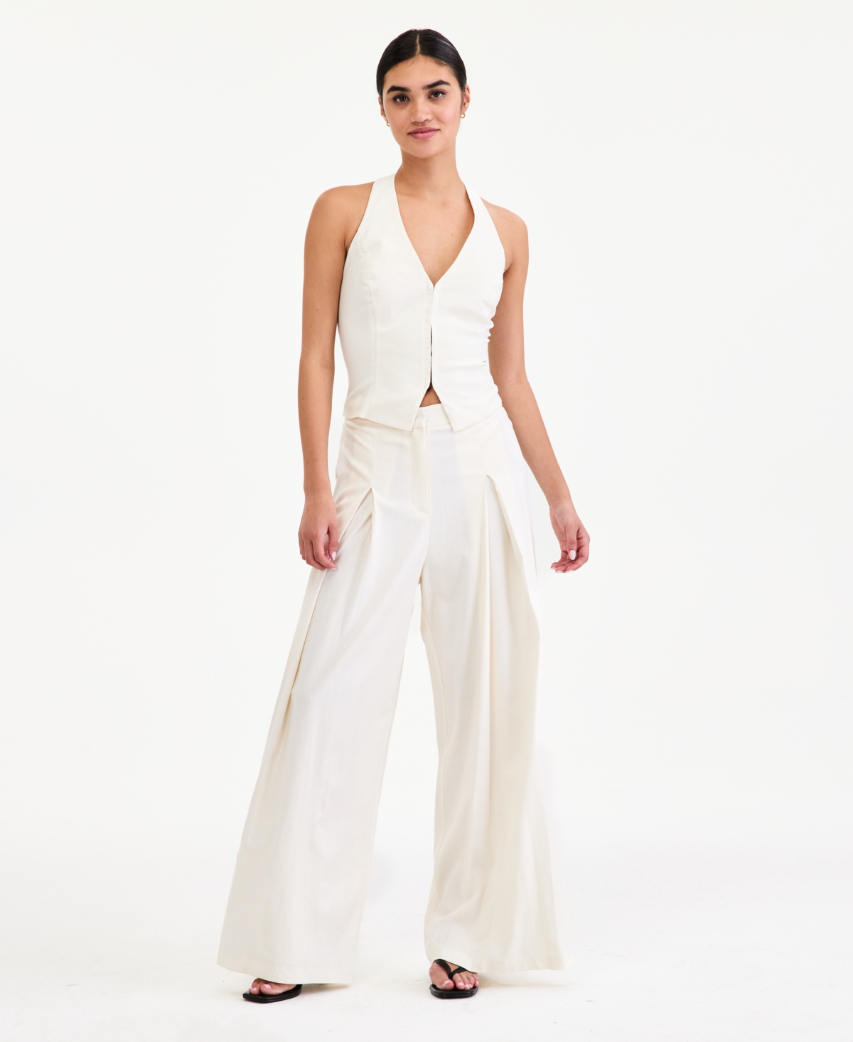 Click here for Bar Iii Womens High-Rise Linen-Blend Wide-Leg Pant... prices