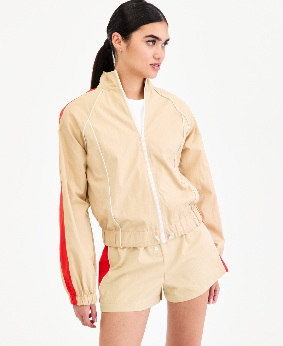 Click here for Bar Iii Womens Mock-Neck Windbreaker Jacket  Macys... prices