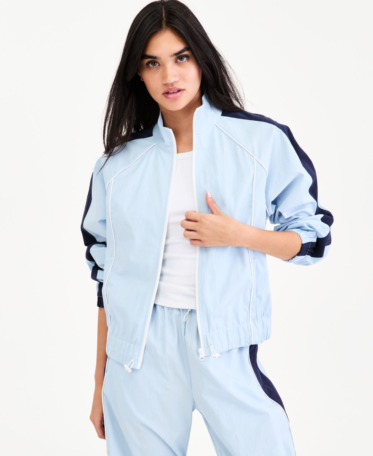 Click here for Bar Iii Womens Mock-Neck Windbreaker Jacket  Macys... prices