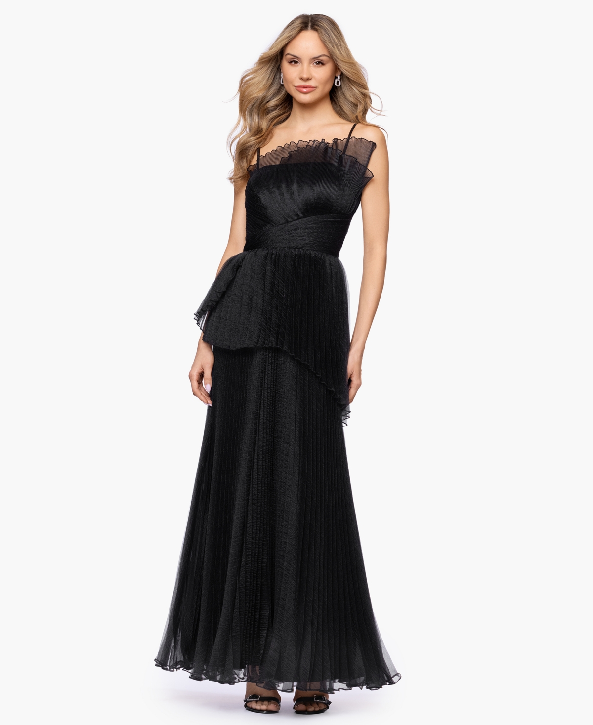 Click here for Betsy & Adam Womens Pleated Square Neck Ball Gown... prices