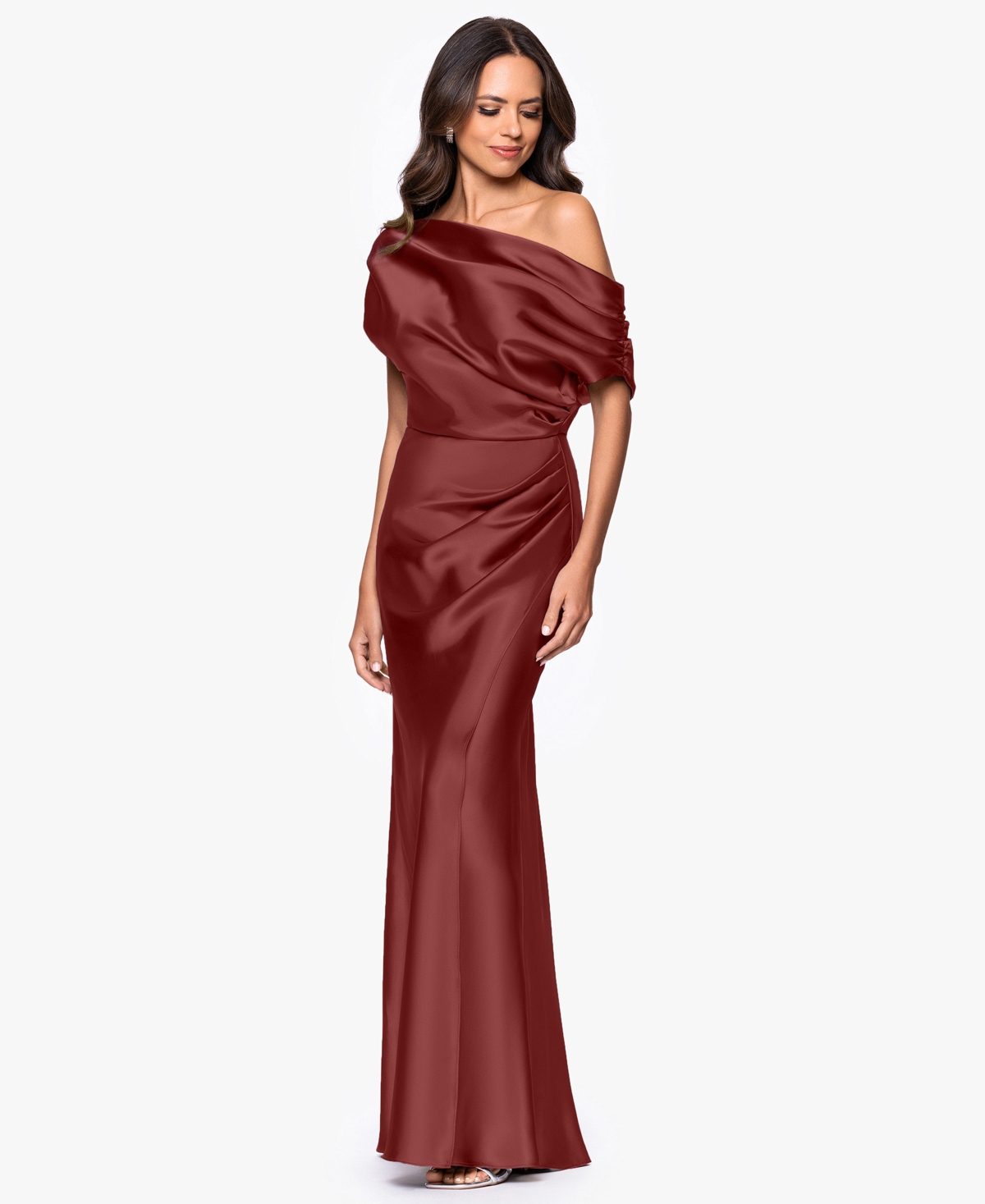 Click here for Betsy & Adam Womens Off-The-Shoulder Long Dress -... prices