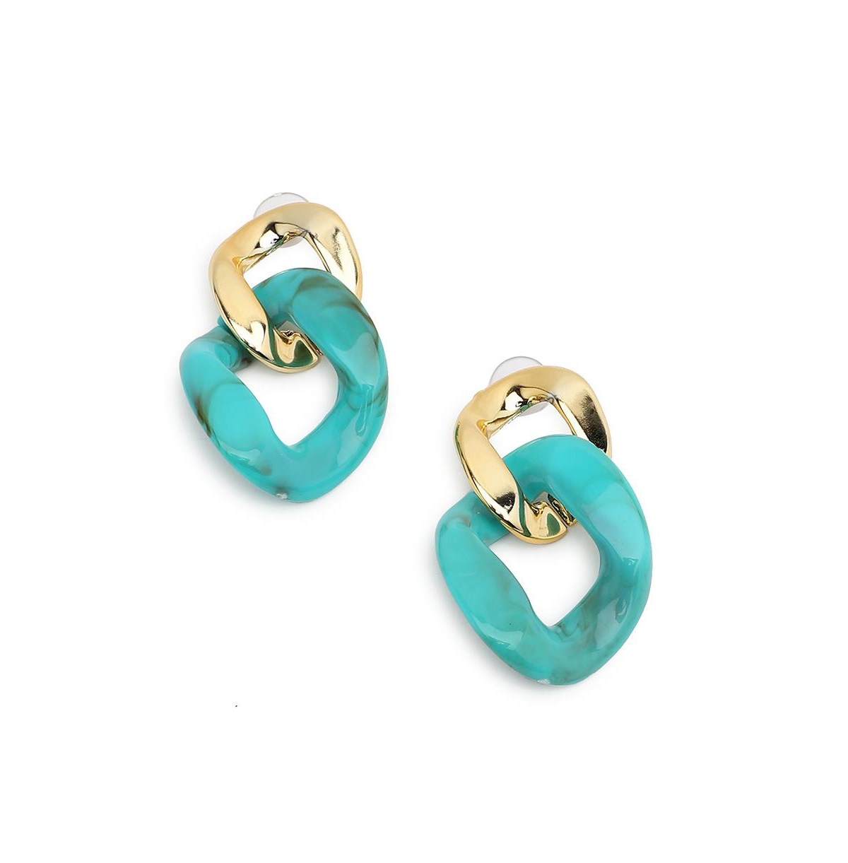 Click here for Sohi Womens Green Colourblock Chainlink Drop Earri... prices