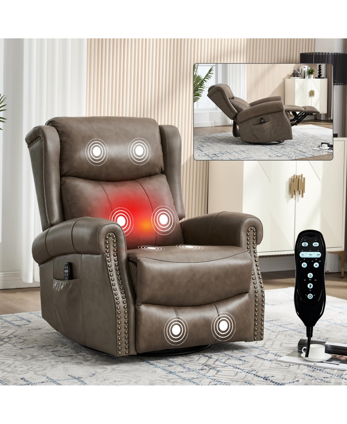 Click here for Clihome Heat Massage Manual Recliner Chair with Ro... prices