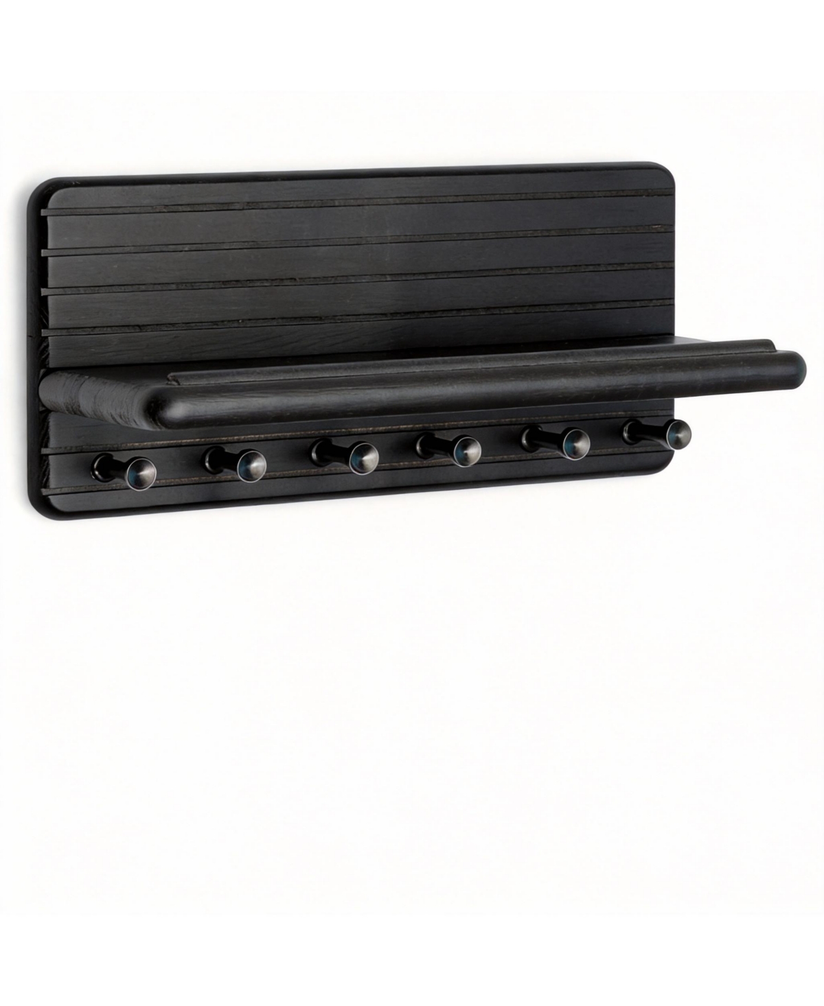 Click here for Yigii Pine Wood Key & Coat Rack with Shelf - black prices