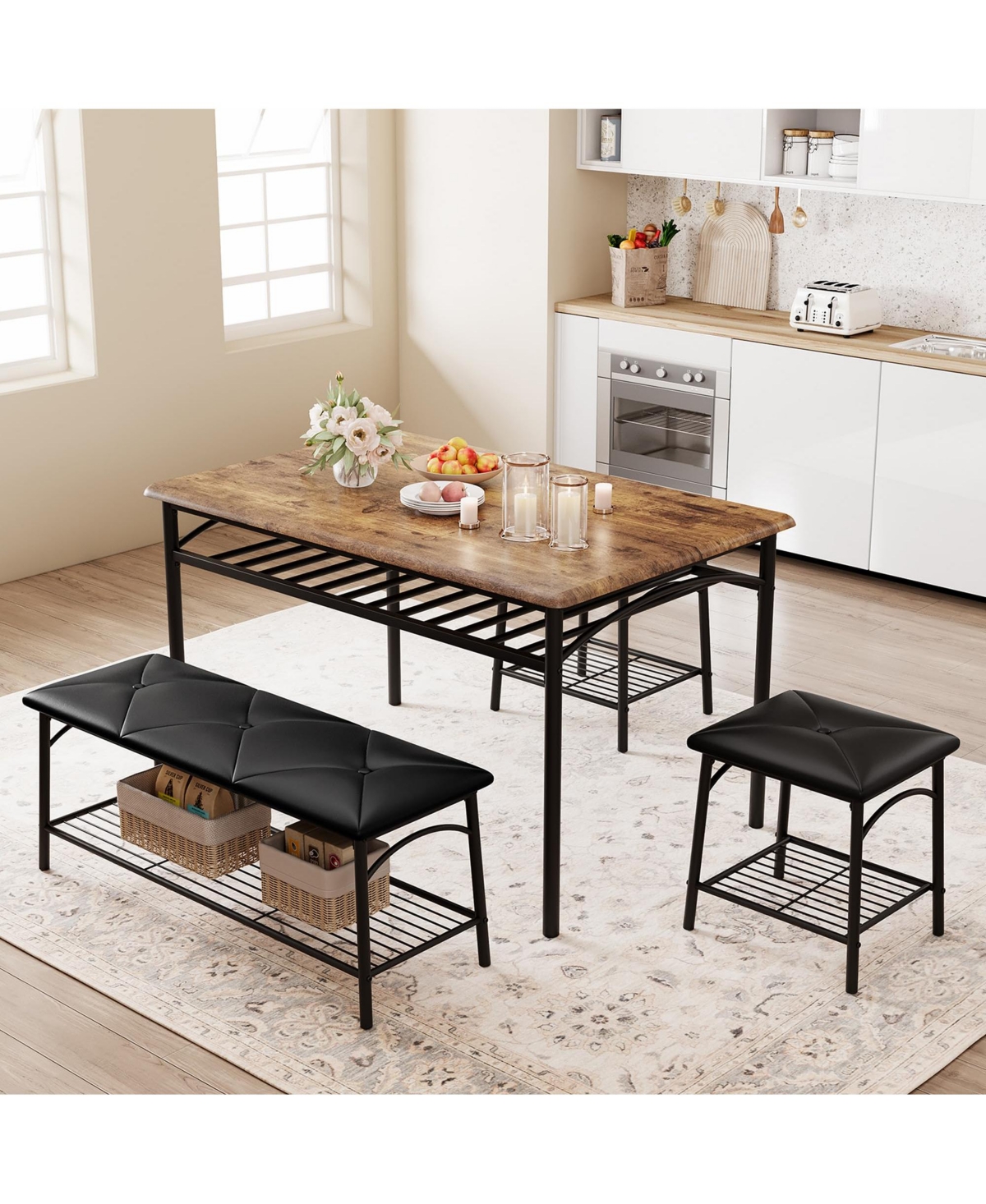 Click here for Gomon 4-Piece Dining Table Set with Upholstered Be... prices