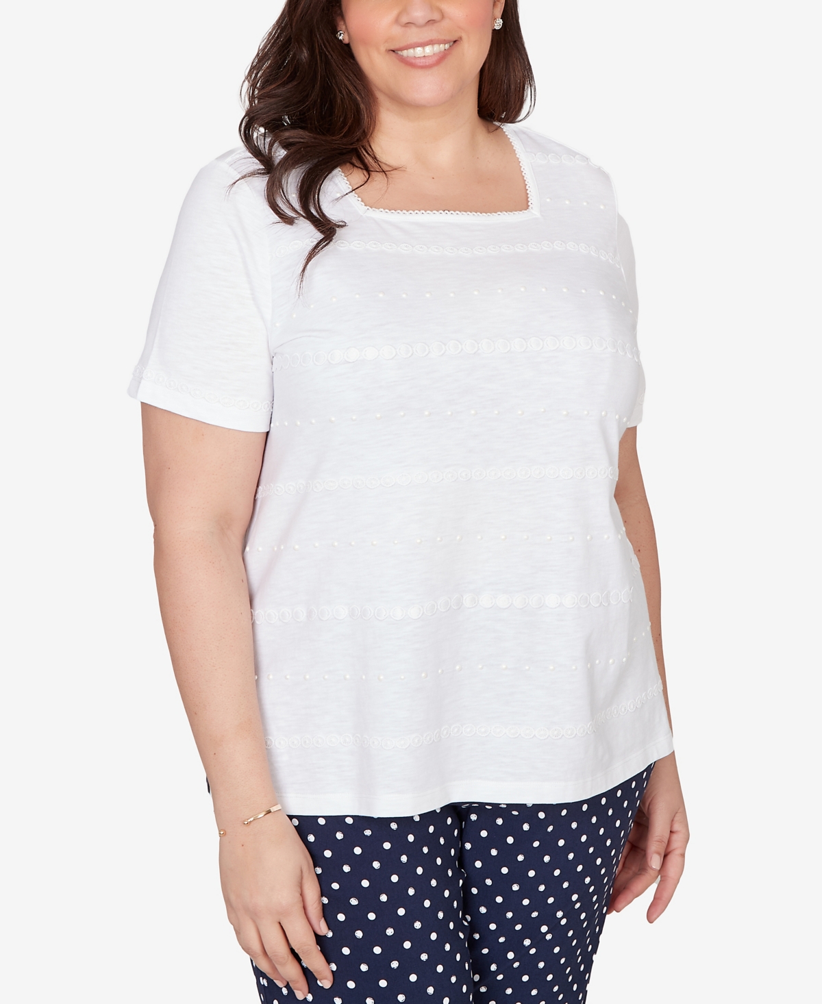 Click here for Alfred Dunner Plus Size Port Side Layered Dot Squa... prices