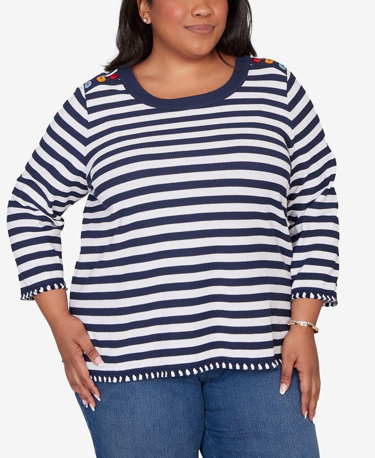 Click here for Alfred Dunner Plus Size Port Side Pique Stripe But... prices