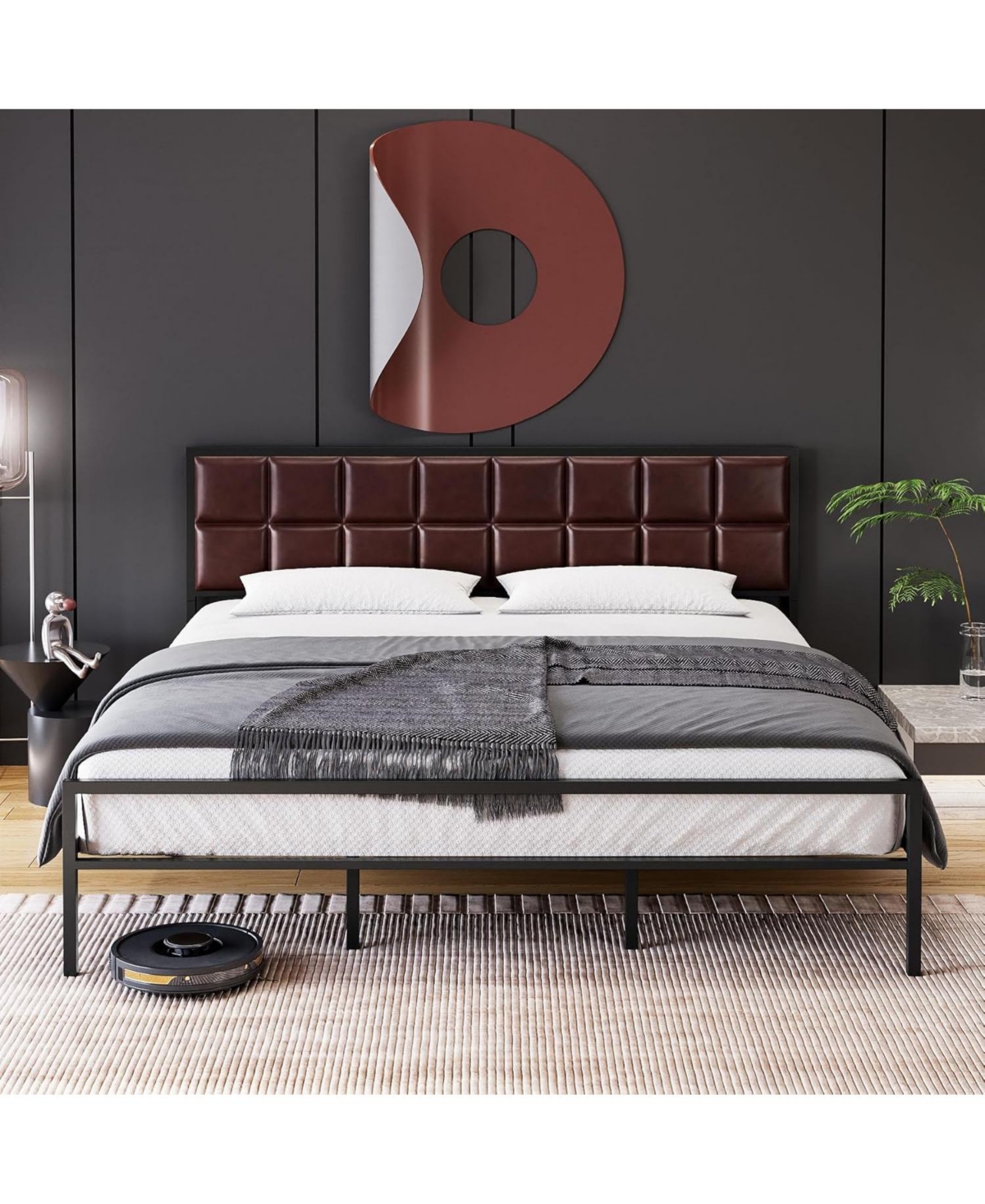 Click here for gaomon Queen Upholstered Metal Bed Frame with Squa... prices