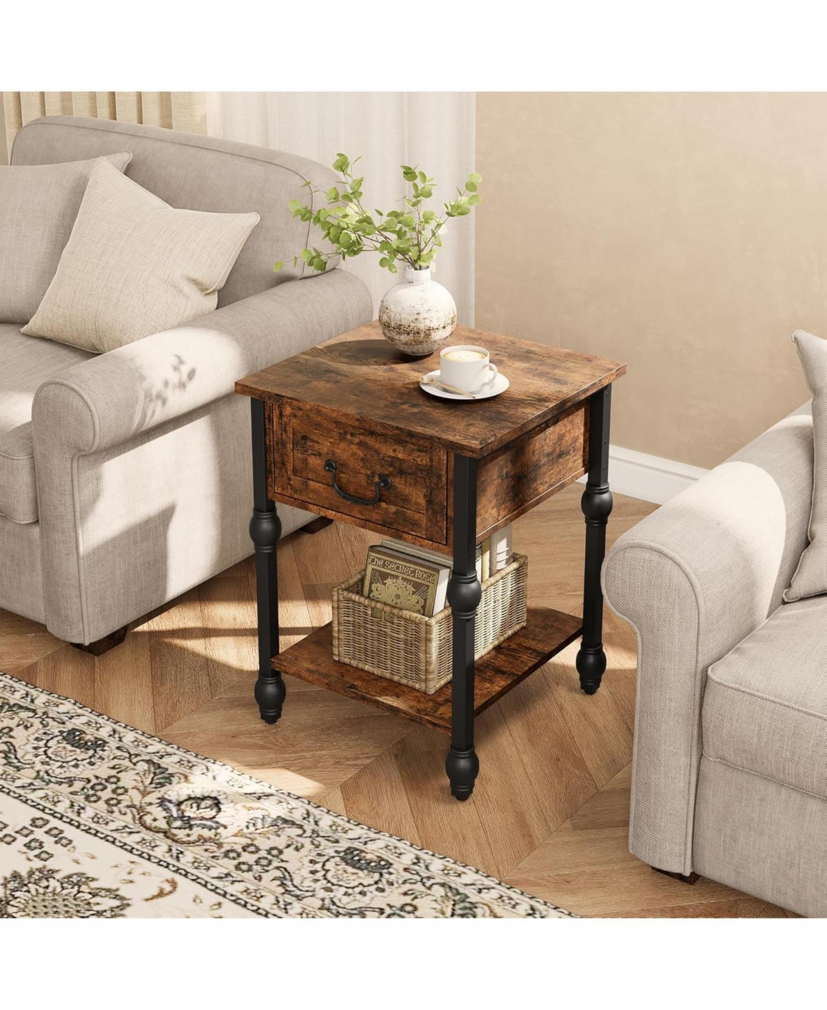 Click here for Draft - gaomon Industrial End Table with Storage... prices