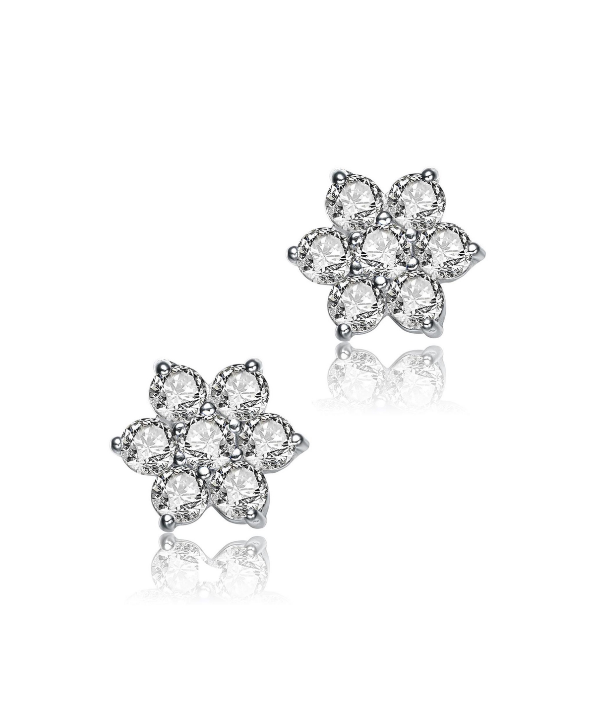 Click here for Sterling Silver Clear Round Cubic Zirconias Flower... prices