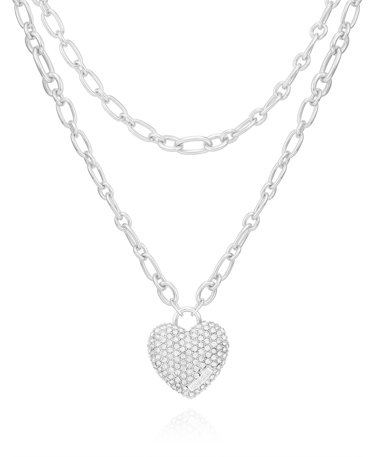 Click here for Guess Glass Stone Heart Pendant Necklace - Silver prices