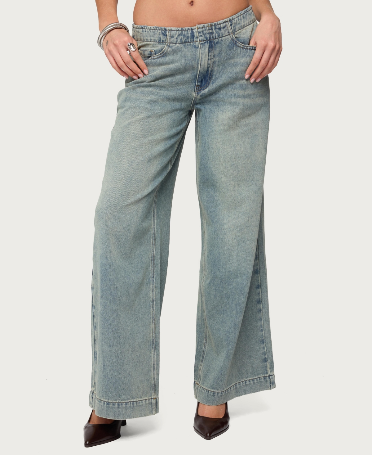 Click here for Edikted Womens Saffie No Waistaband Low Rise Baggy... prices