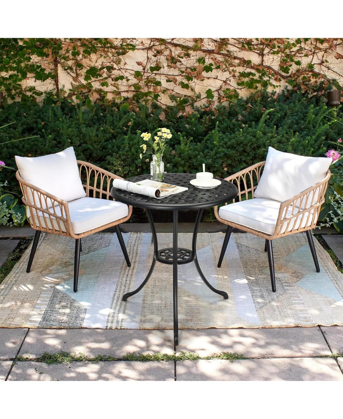 Click here for Gaomon Round Patio Bistro Table  Outdoor Cast Alum... prices