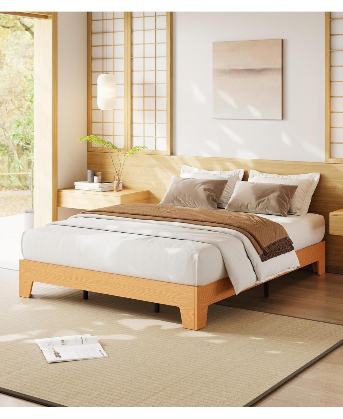 Click here for gaomon Wood Bed Frame Platform Nature Bed with Str... prices