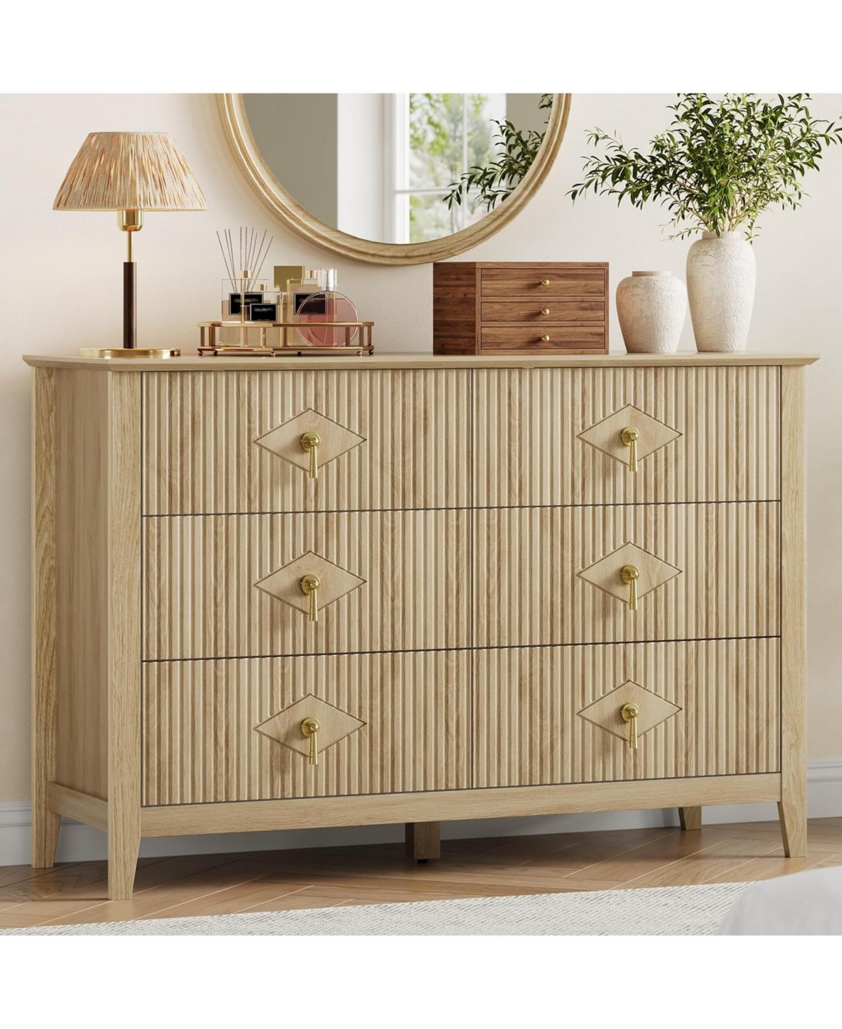 Click here for gaomon Fluted 6 Drawers Dresser for Bedroom  47.2&... prices