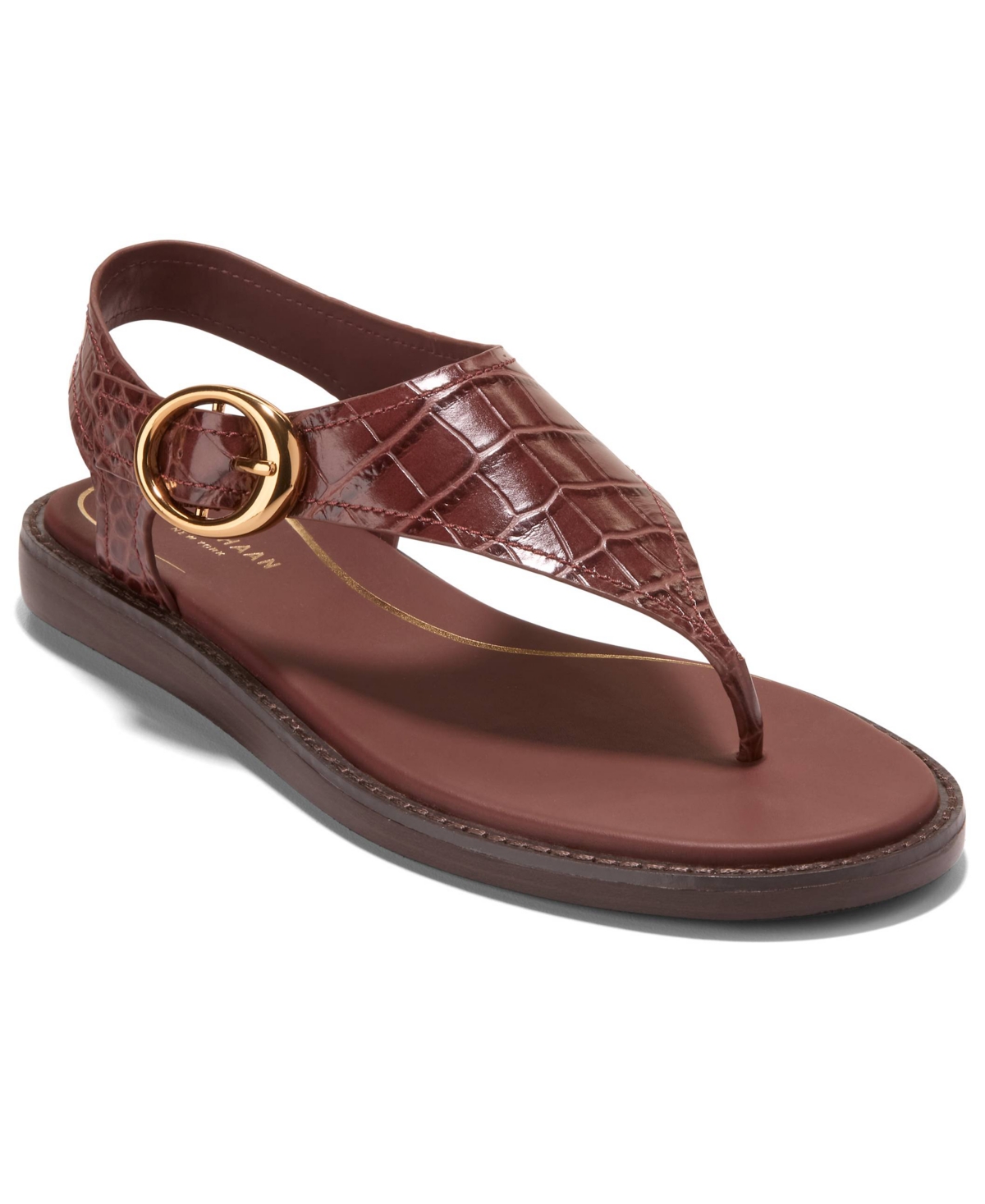 Click here for Cole Haan Womens Kami Buckle Thong Sandals - Mahog... prices