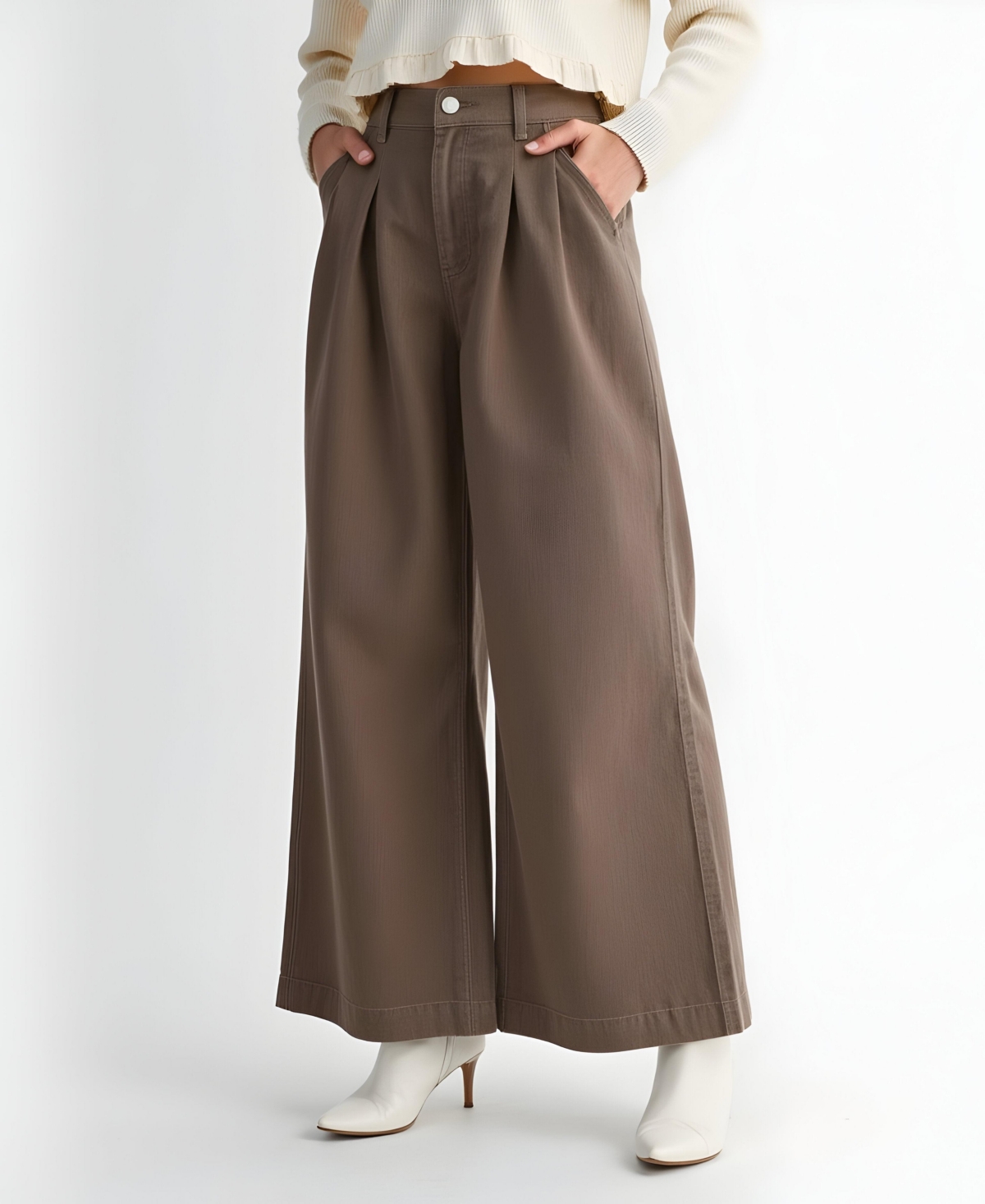 Click here for Modenaire Womens High-Waist Wide-Leg Pleated Pants... prices