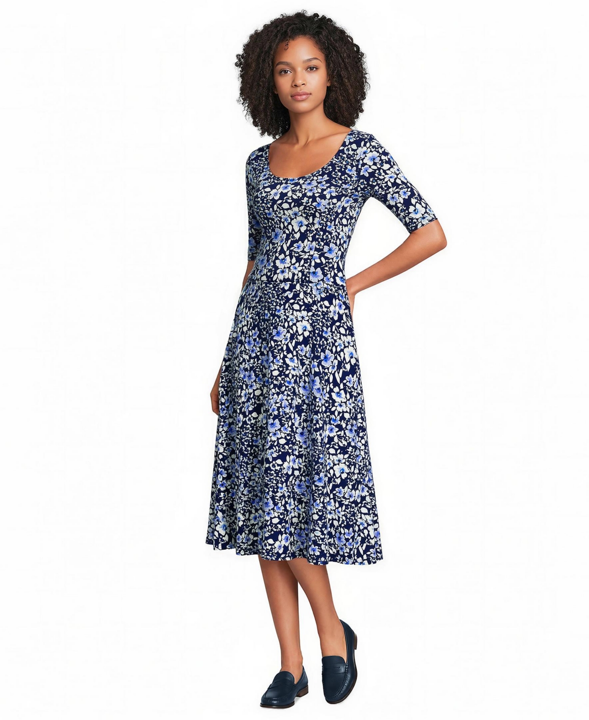 Click here for Lands End Womens Starfish Elbow Sleeve Midi Fit an... prices