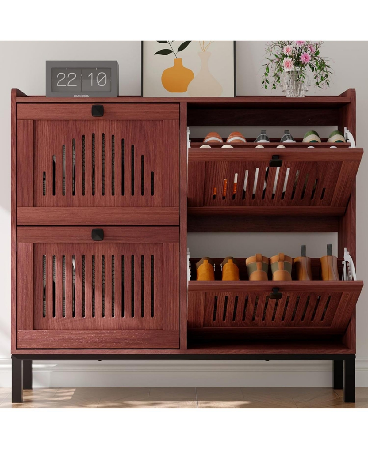 Click here for gaomon Shoe Cabinet with 4 Flip-Drawers  Wooden En... prices