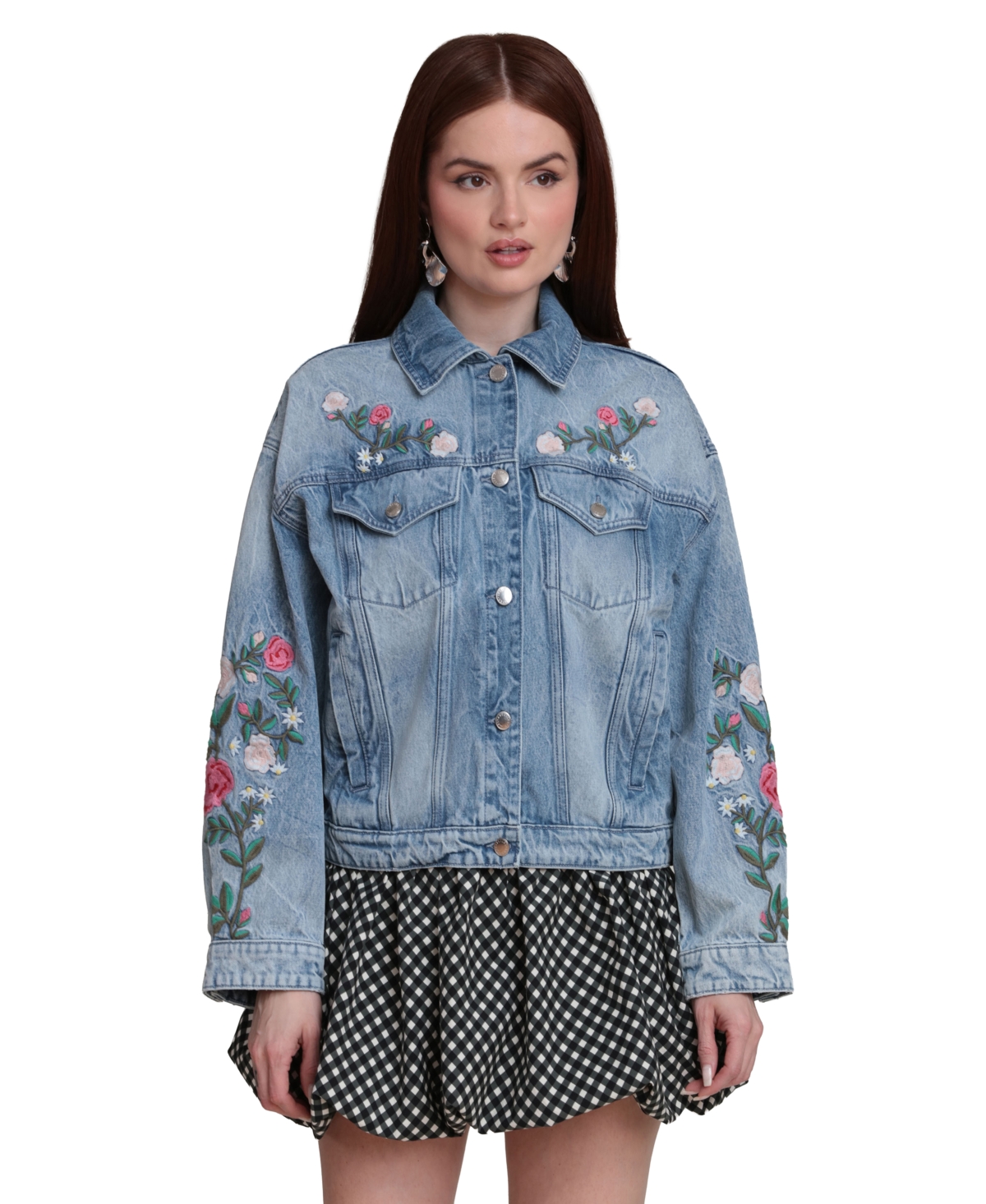Click here for Avec Les Filles Womens Pleated Back Trucker Jacket... prices