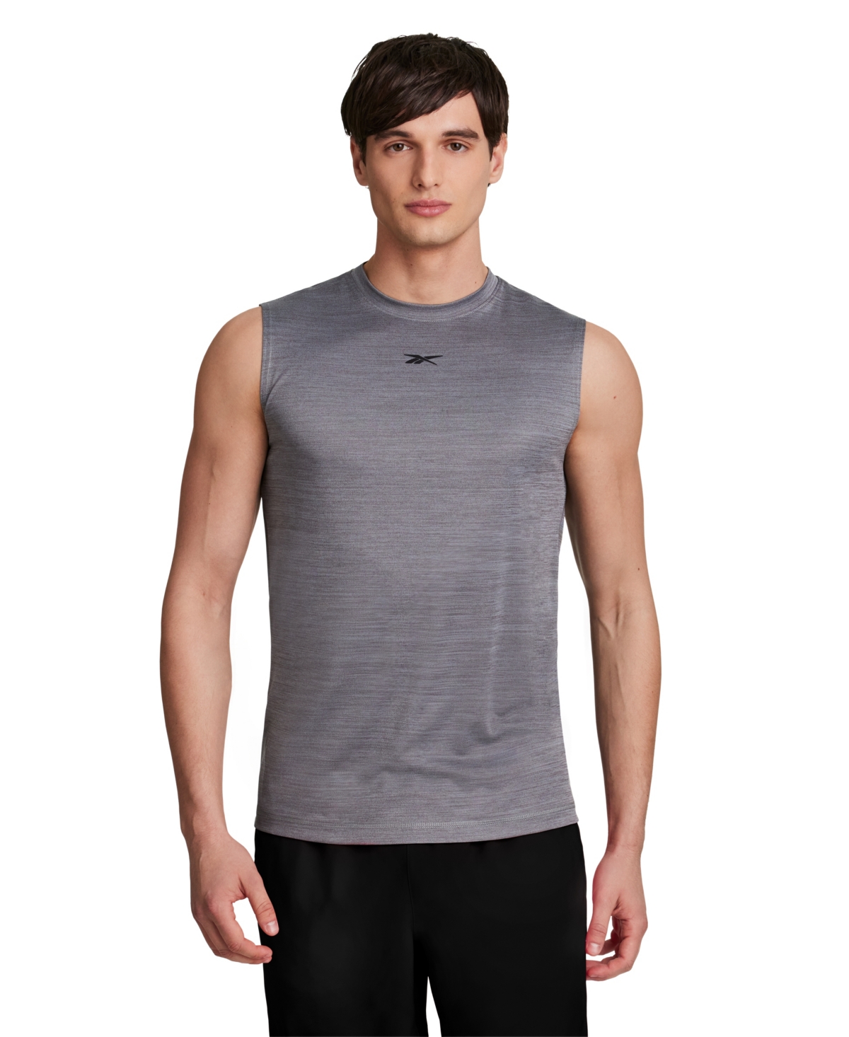 Click here for Reebok Mens Sleeveless Logo Tech Tank Top - Gray H... prices