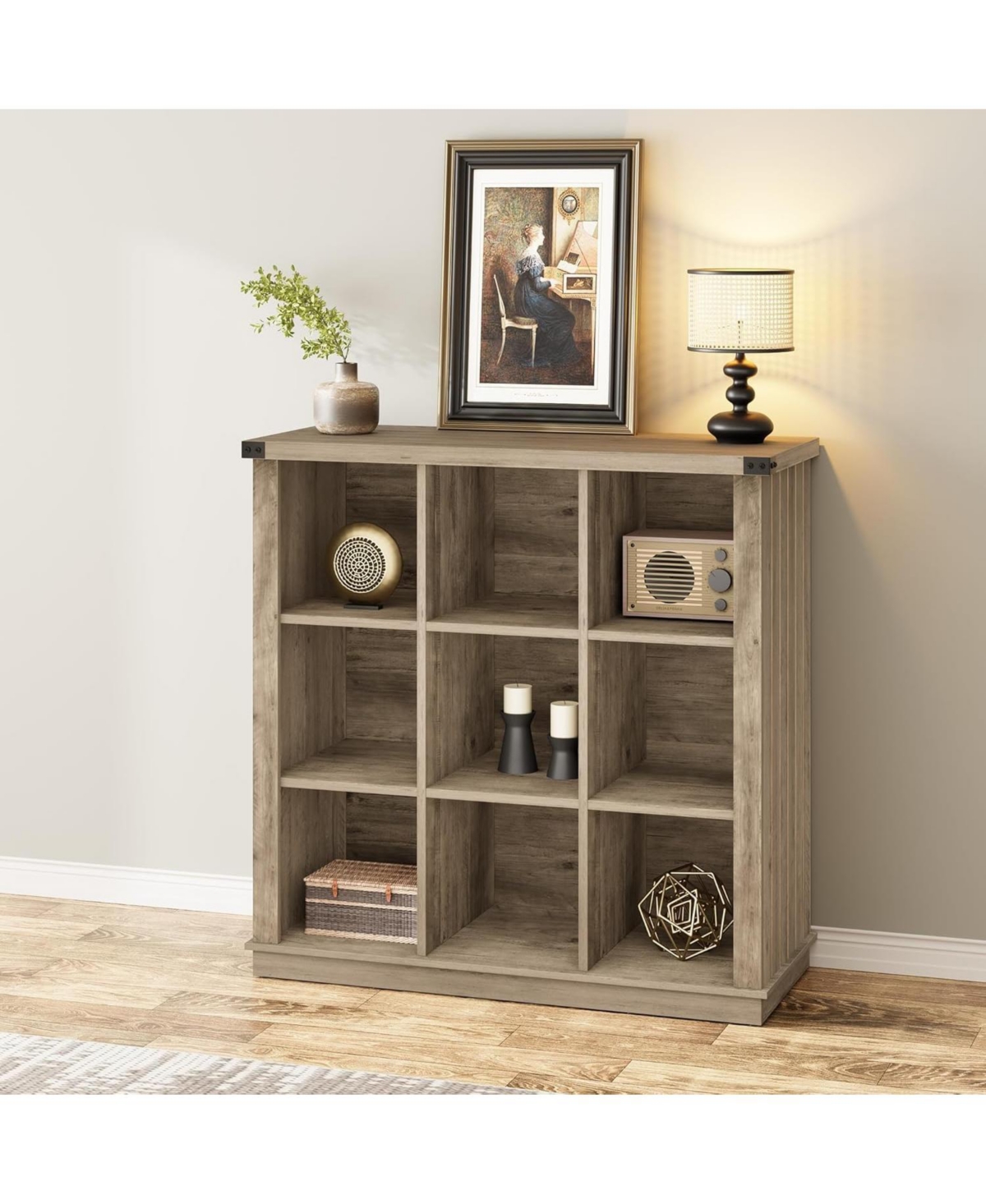 Click here for gaomon 9-Cube Farmhouse Bookshelf  3-Tier Wood Sto... prices