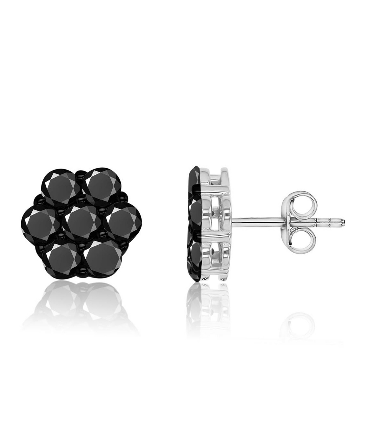 Click here for Macys Black Spinel Flower Stud Earrings in Black R... prices