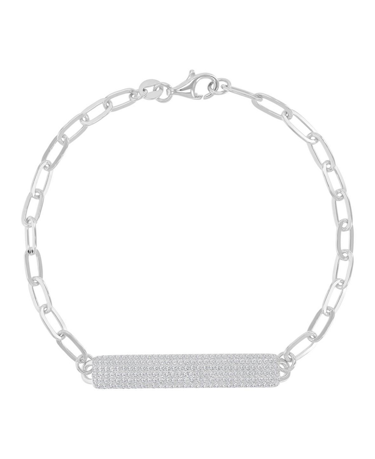 Click here for Macys Cubic Zirconia Pave Id Bracelet in Rhodium O... prices