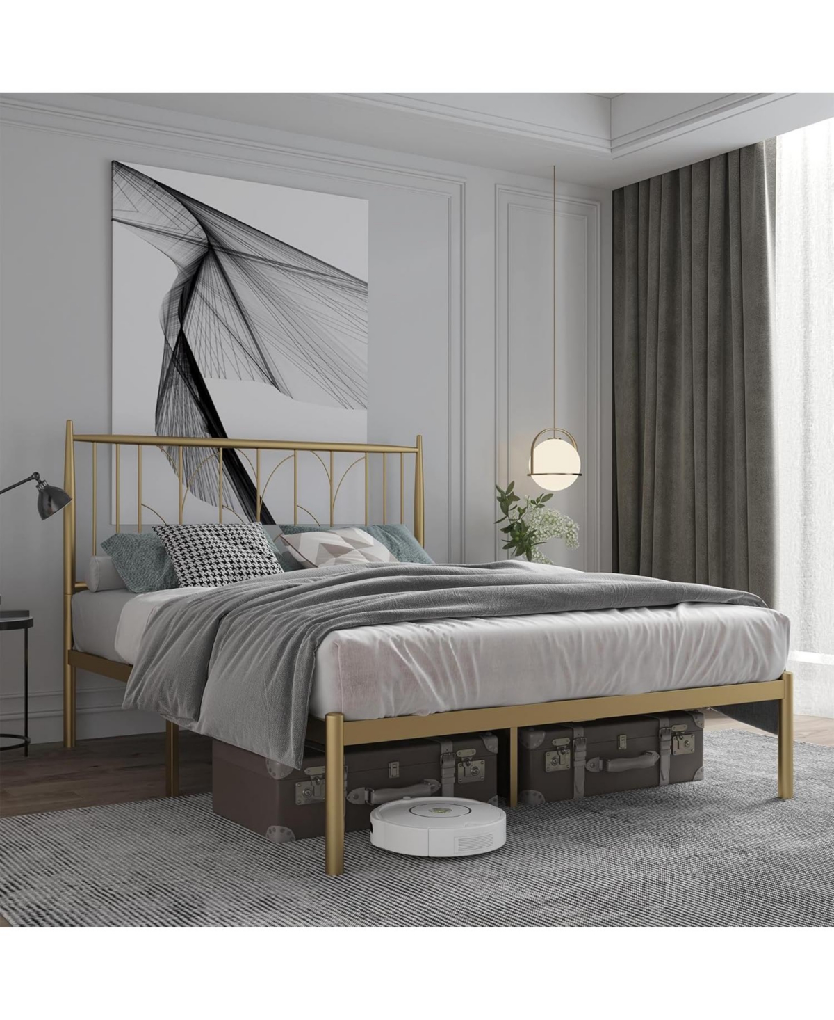 Click here for gaomon Metal Wheat Headboard Easy Assembly Platfor... prices