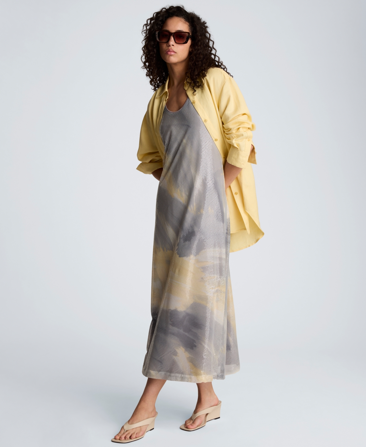 Click here for Kenneth Cole Womens Scoop Neck Long Dress - Stone... prices