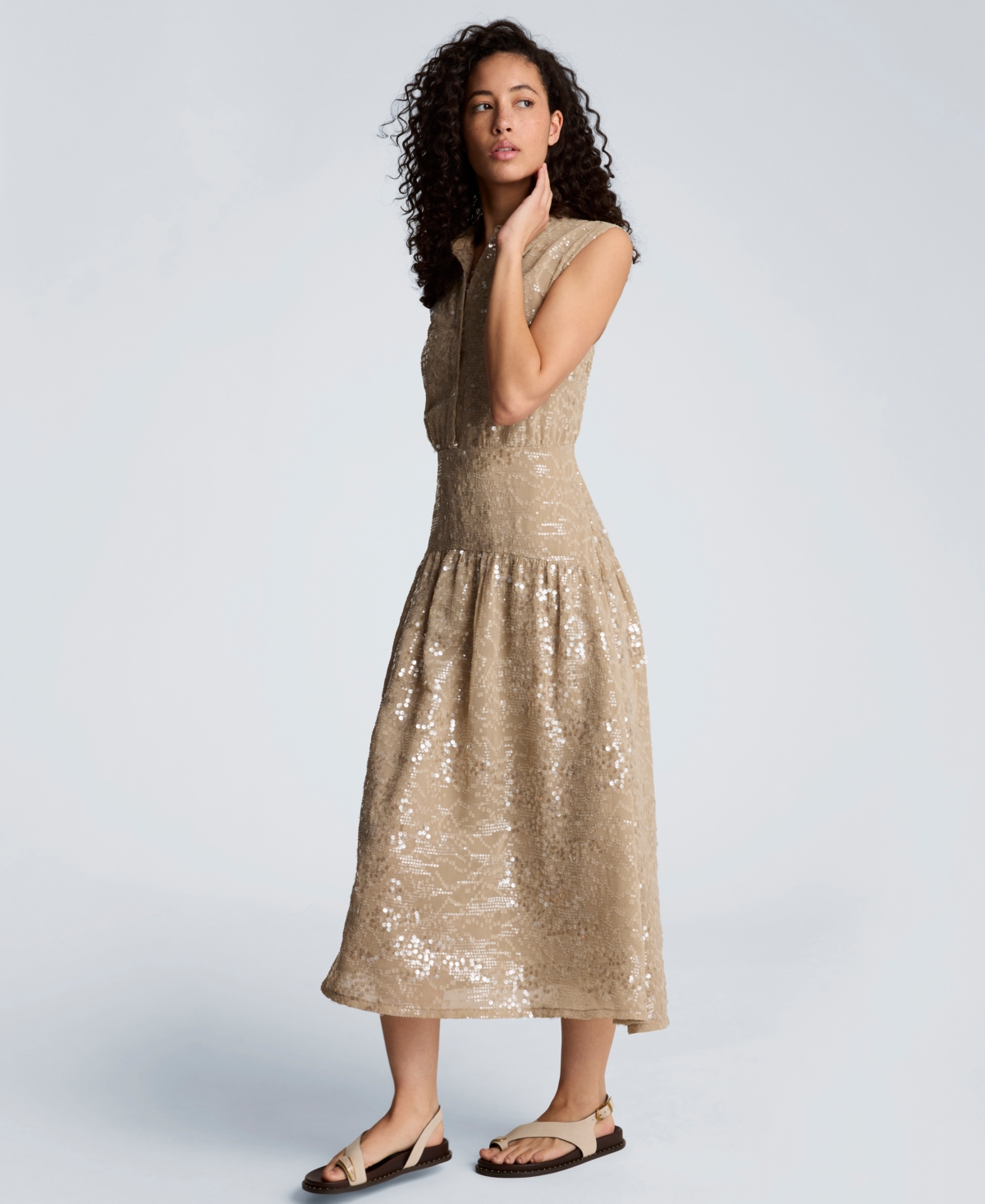 Click here for Kenneth Cole Womens Curved Yoke Collared Dress - S... prices