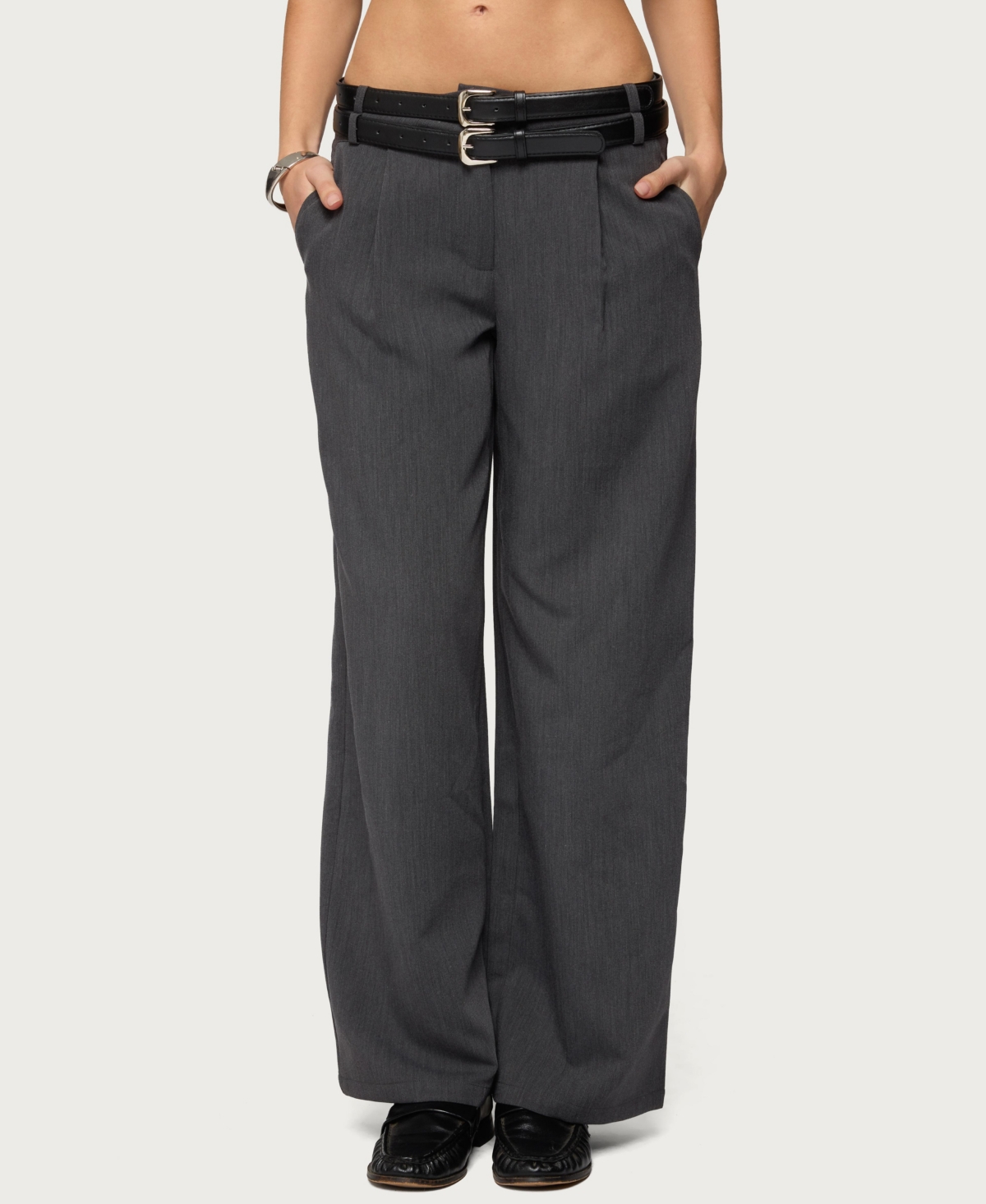 Click here for Edikted Womens Andy Double Belt Straight Leg Tailo... prices