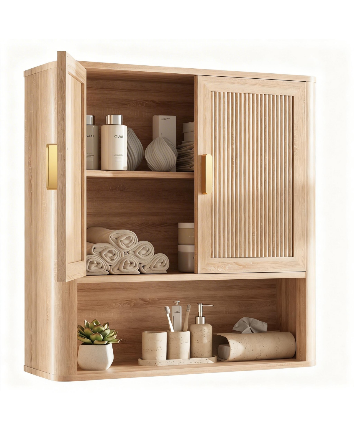 Click here for Yigii Adjustable Wood Shelf Bathroom Cabinet - Mul... prices