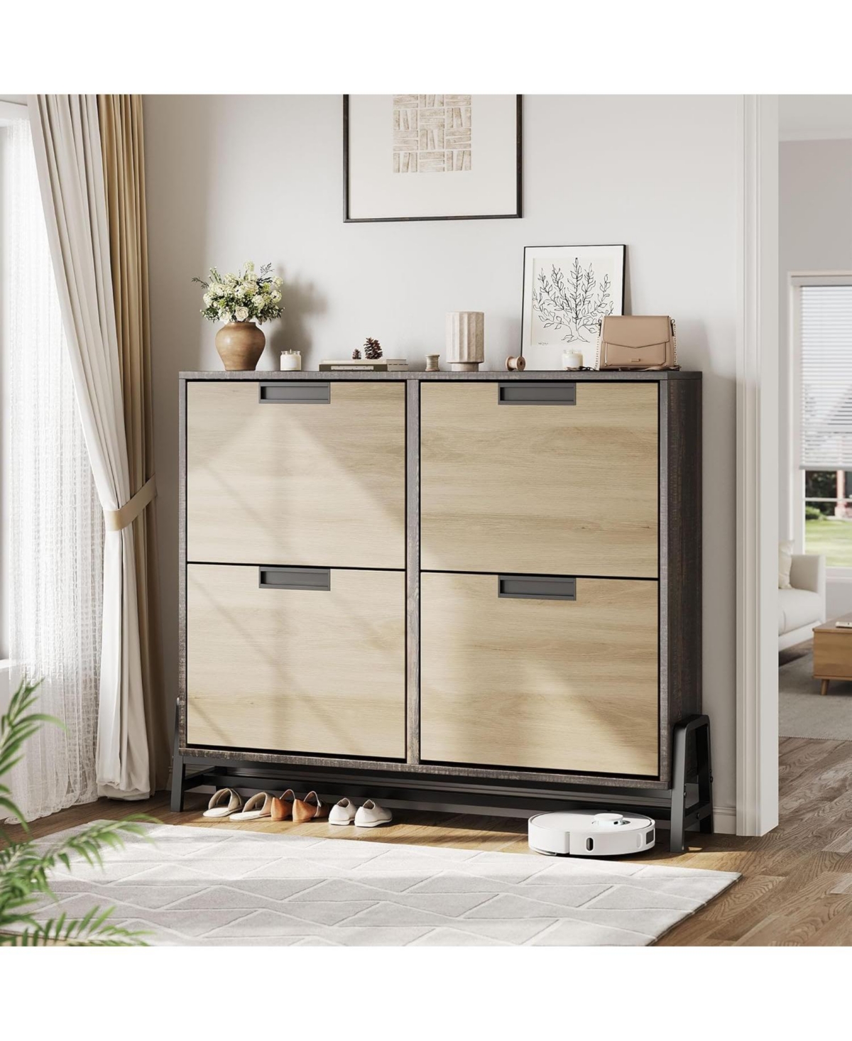 Click here for gaomon Farmhouse Freestanding Shoe Cabinet - 2 Fli... prices