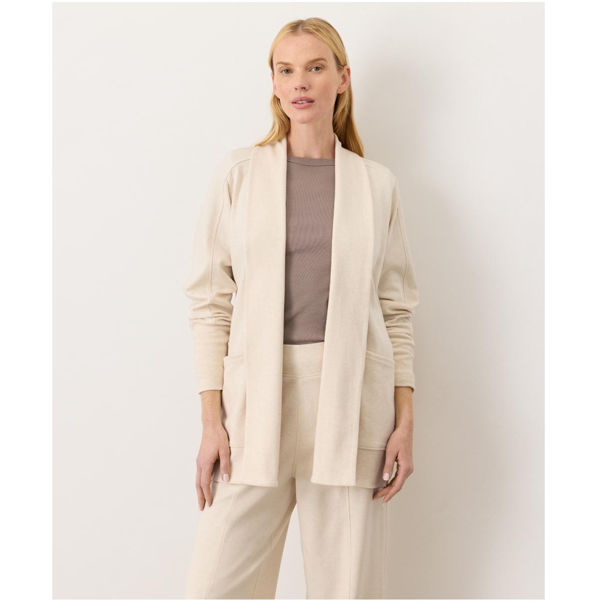 Click here for Pact Womens Airplane Wrap Cardigan - Cream heather prices