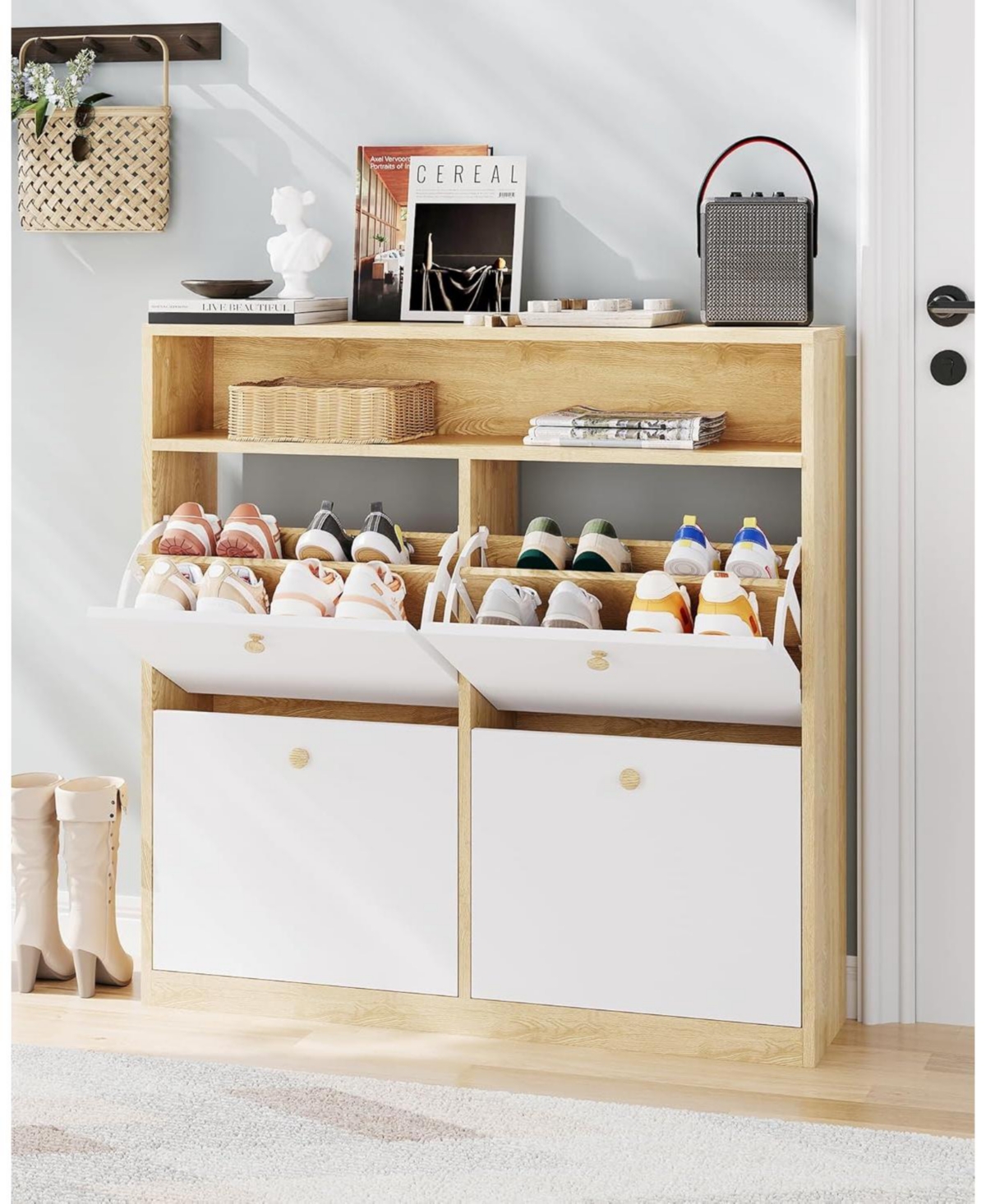 Click here for gaomon Narrow Shoe Cabinet with 4 Flip Drawers and... prices