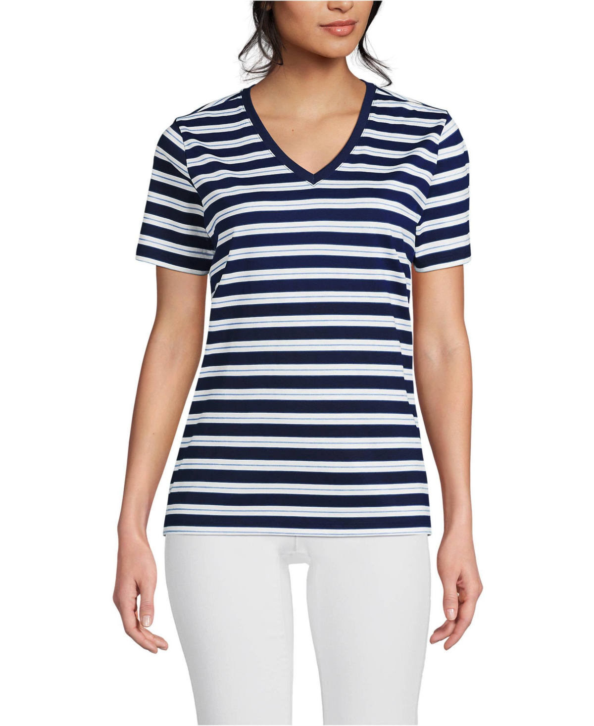 Click here for Lands End Womens Relaxed Supima Cotton V-Neck T-Sh... prices