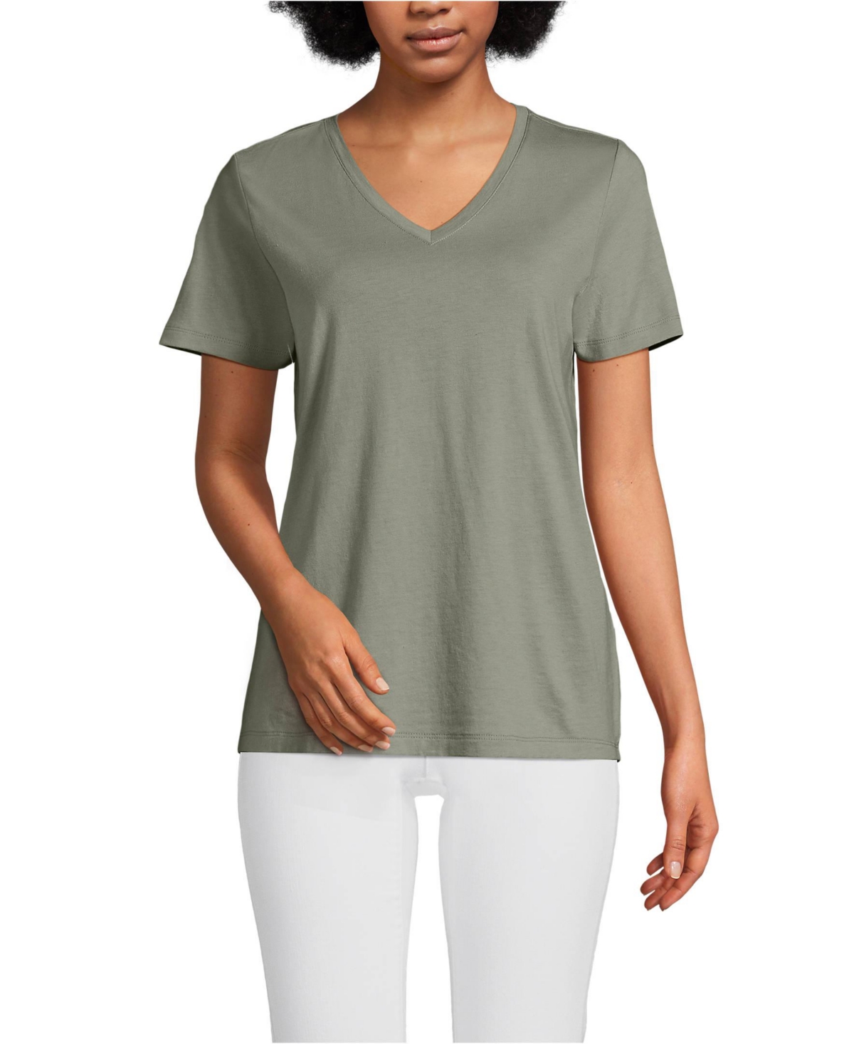 Click here for Lands End Womens Relaxed Supima Cotton V-Neck T-Sh... prices