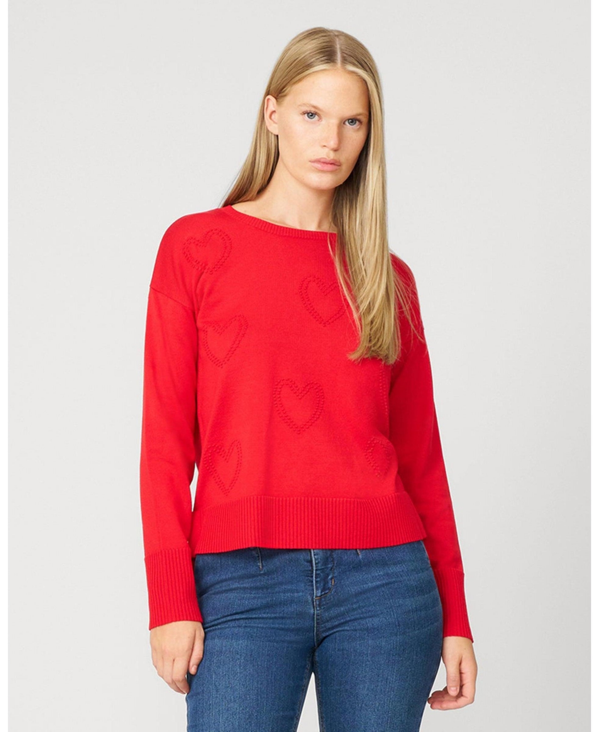 Click here for Cable & Gauge Womens Textured Heart & Bow Crewneck... prices