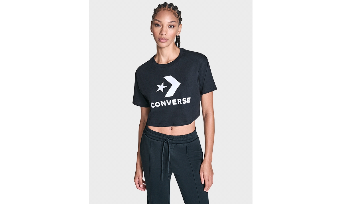 Click here for Converse Womens Star Chevron Cropped T-Shirt - Con... prices