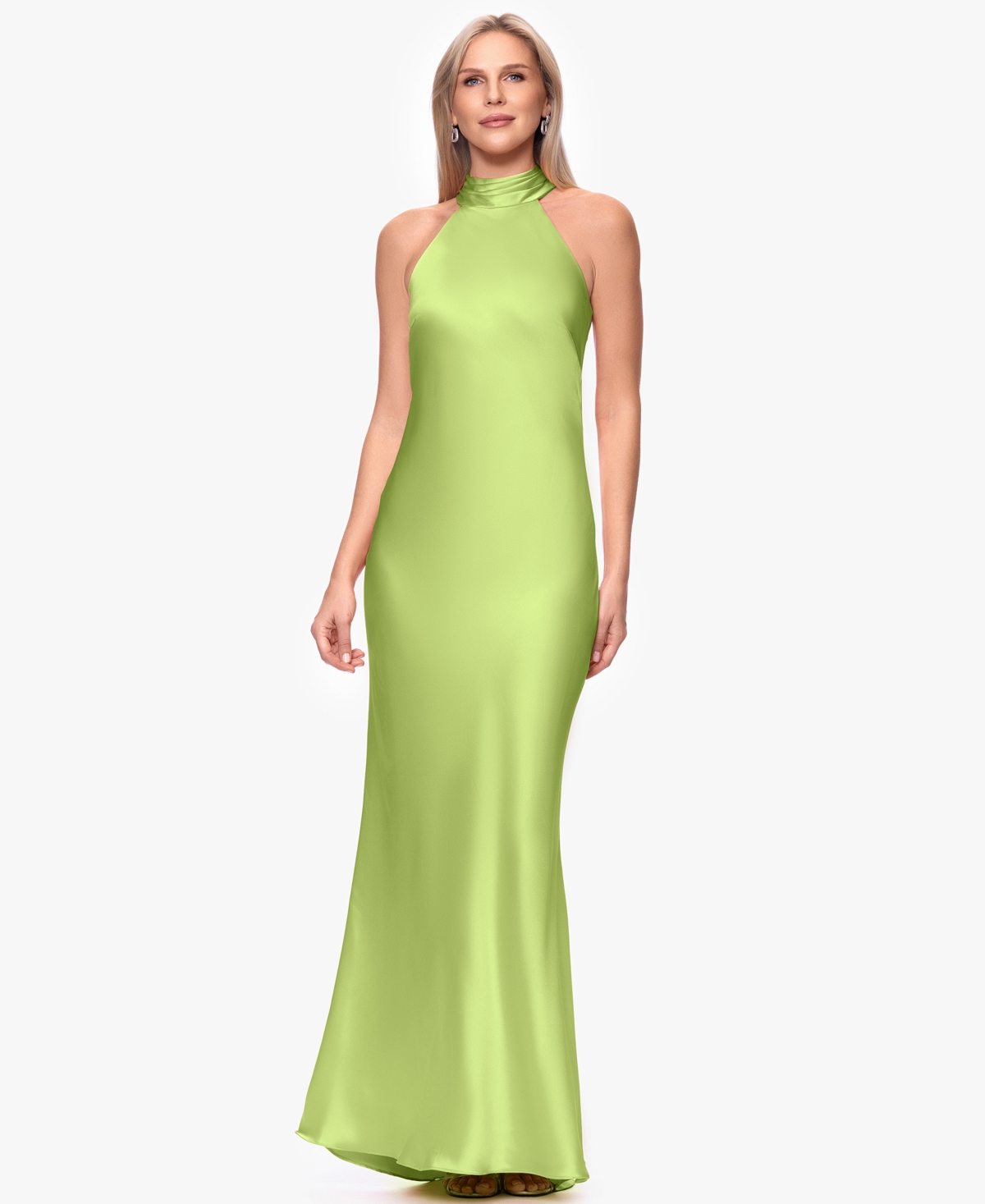 Click here for Xscape Womens Tie Neck Long Dress - Lime prices
