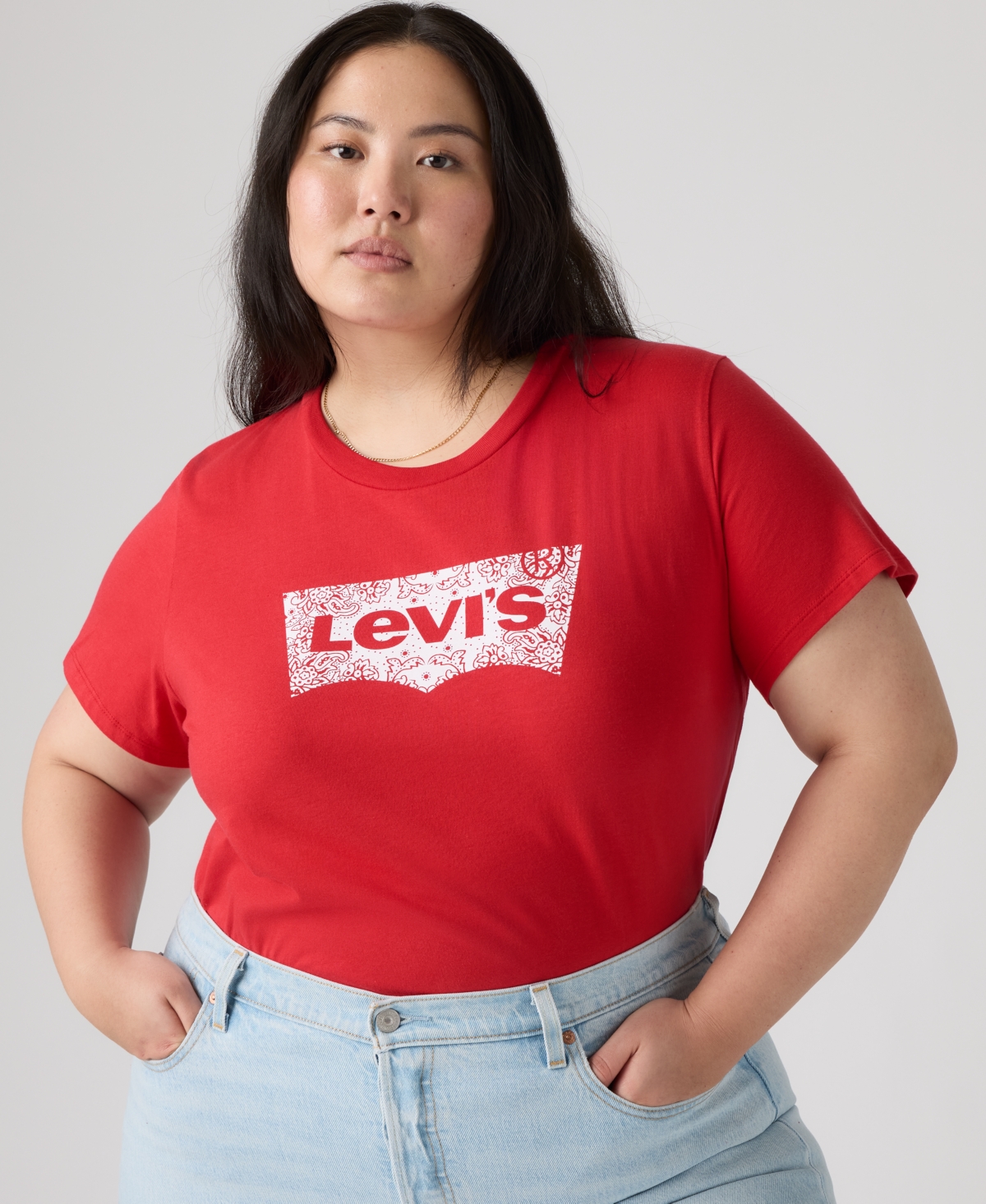 Click here for Levis Trendy Plus Size Perfect Logo Cotton T-Shirt... prices