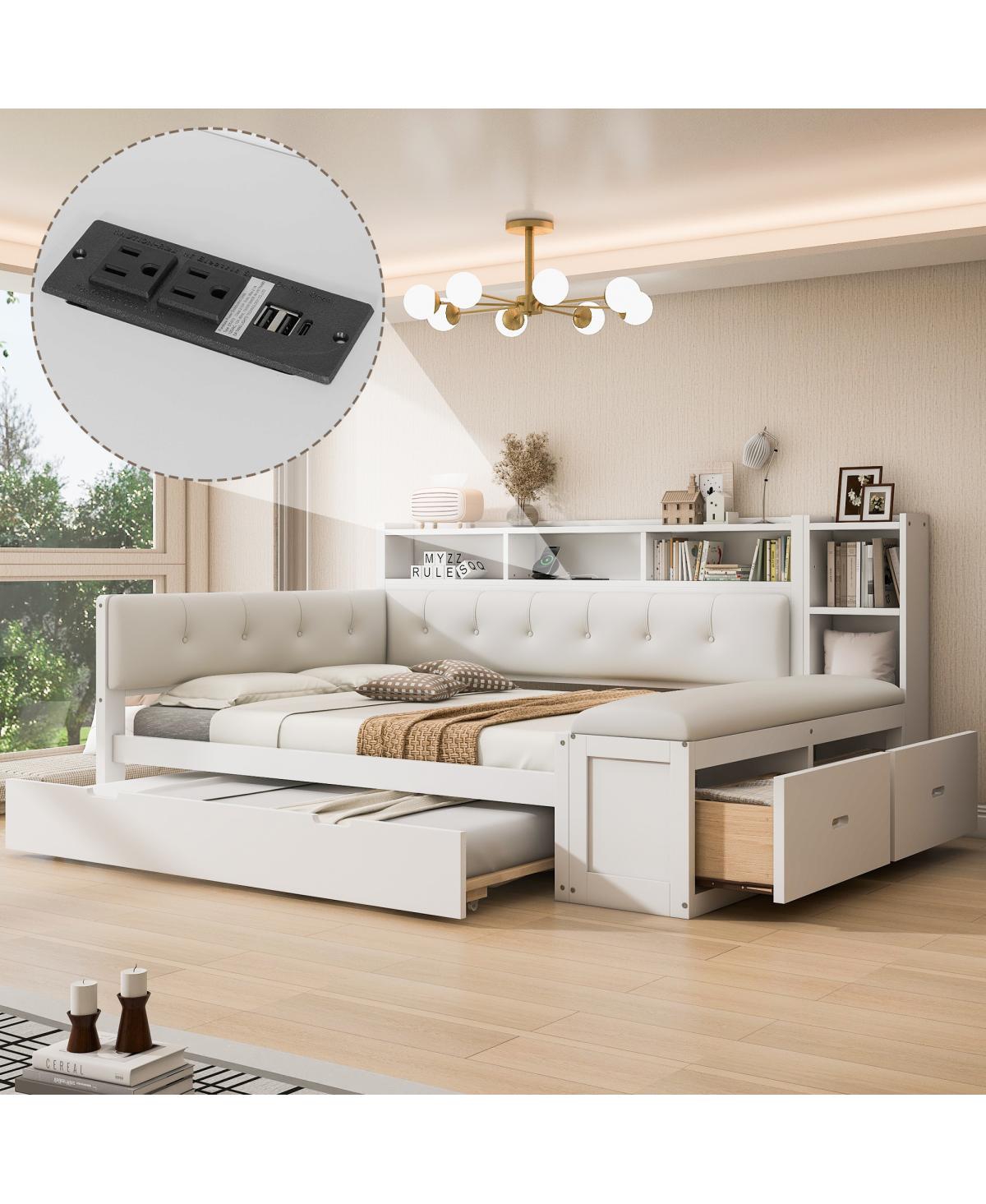 Click here for Streamdale Furniture Full Size Wood Daybed with Tr... prices