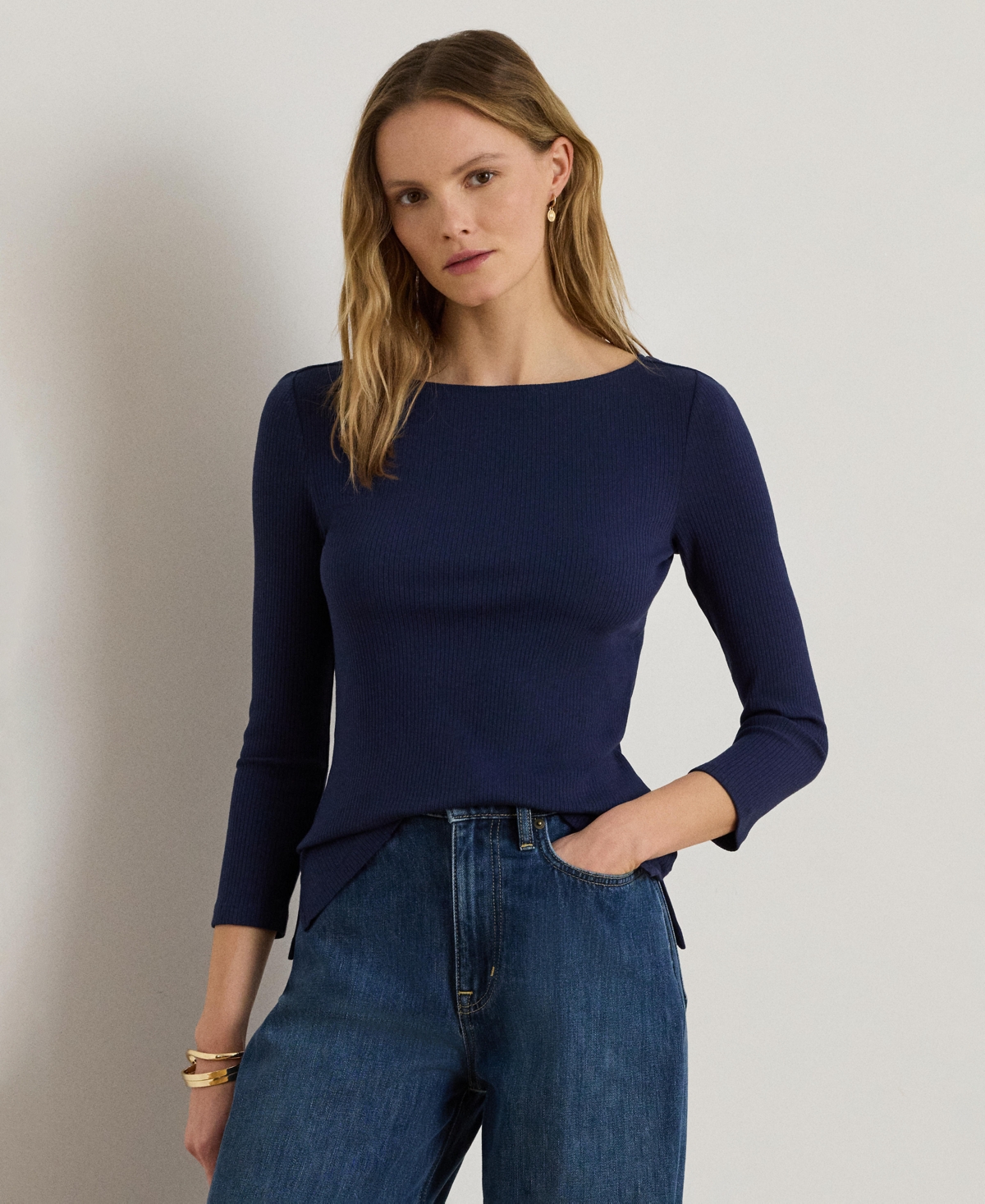 Click here for Lauren Ralph Lauren Womens Slim Fit Boat Neck Top... prices