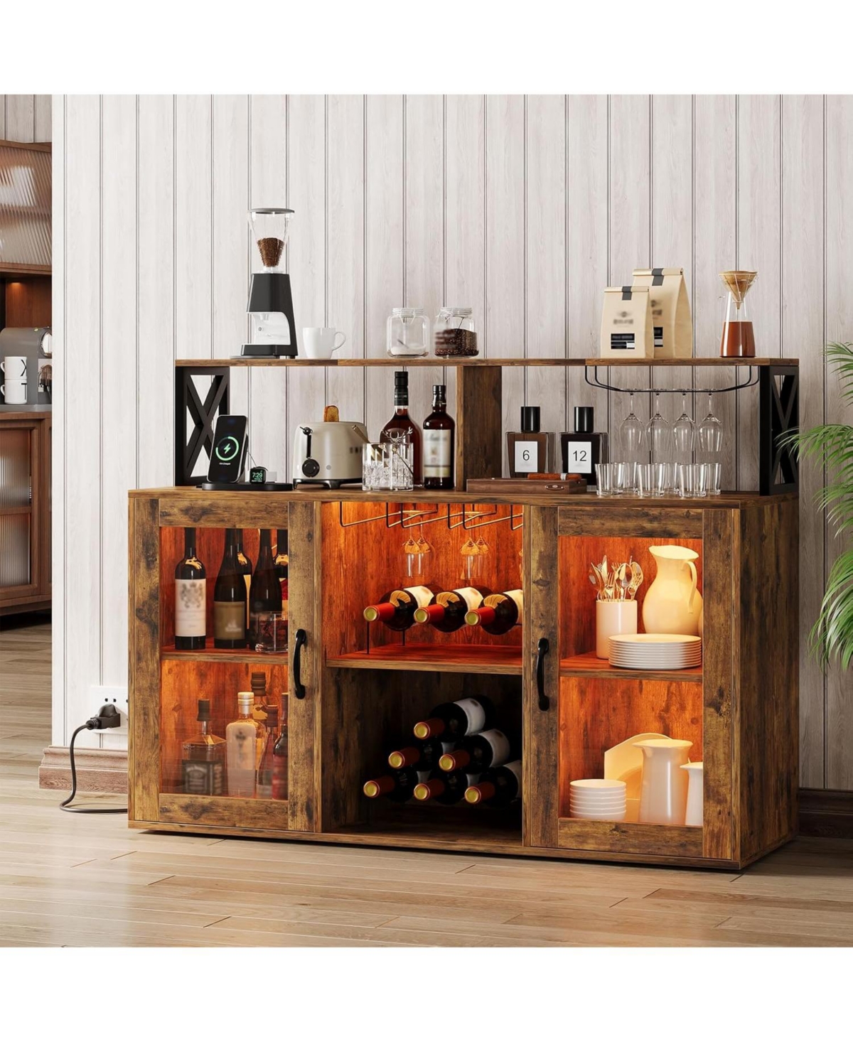 Click here for gaomon Wine Bar Liquor Cabinet with Led Lights Win... prices