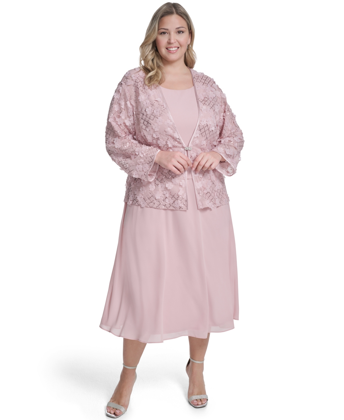 Click here for Jessica Howard Plus Size Mesh Jacket and Sleeveles... prices