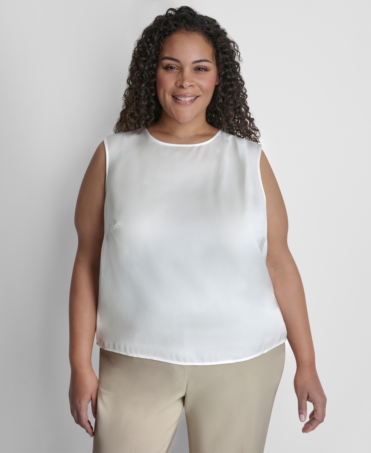 Click here for Dkny Plus Size Crewneck Keyhole Top - Ivory prices