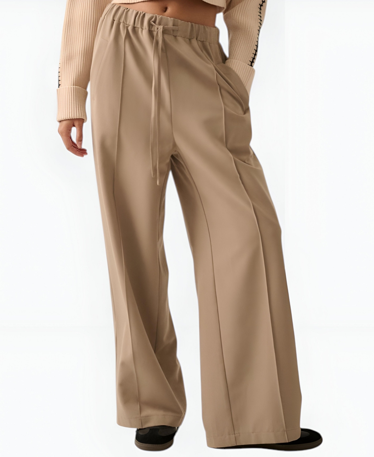 Click here for Modenaire Womens High-Rise Wide-Leg Drawstring Pan... prices